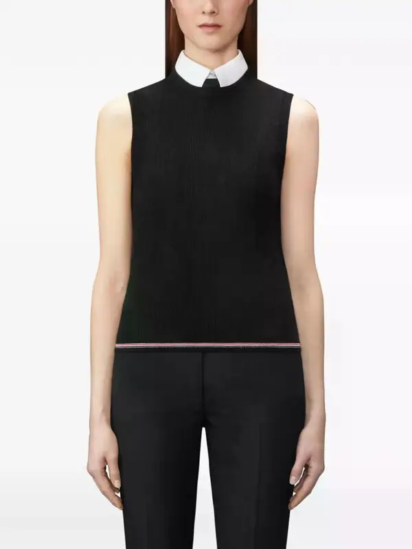 Thom Browne Rwb Stripe Ribbed Top