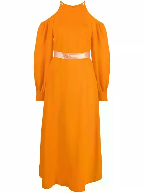Stella McCartney Cold-shoulder Belted Dress - Orange