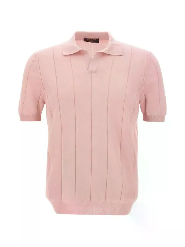 GRAN SASSO Maxi Ribbed-knit Polo Shirt - Pink