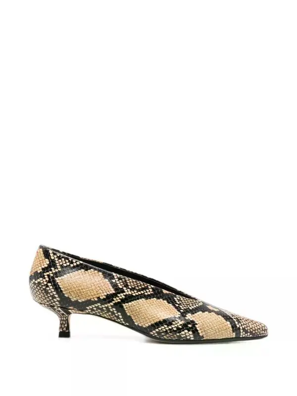 AeydĒ Clara Snake-effect Pointed-toe Pumps - Neutrals