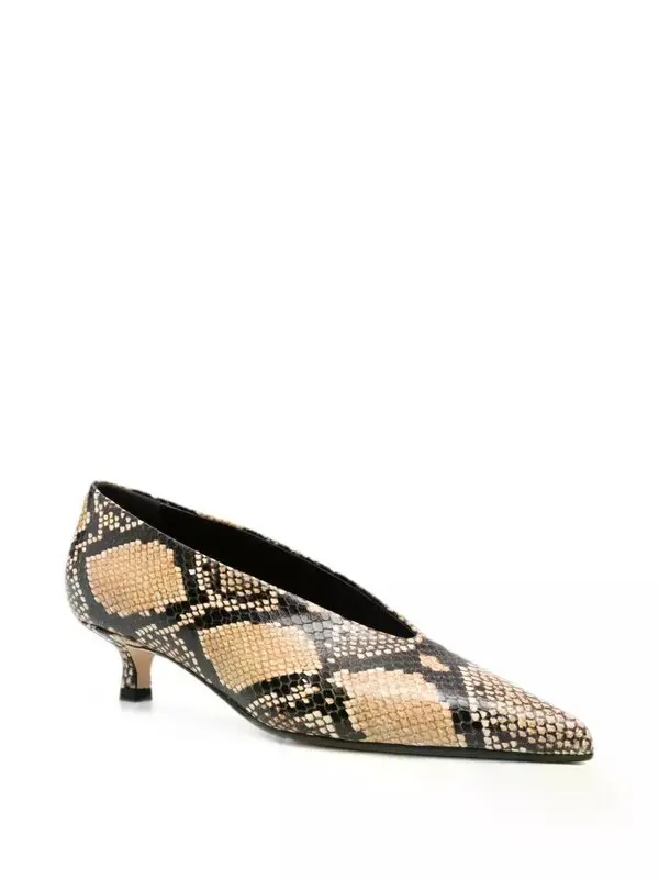 AeydĒ Clara Snake-effect Pointed-toe Pumps