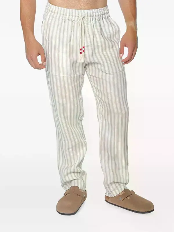 MC2 SAINT BARTH Calais Striped Linen Trousers - Grey