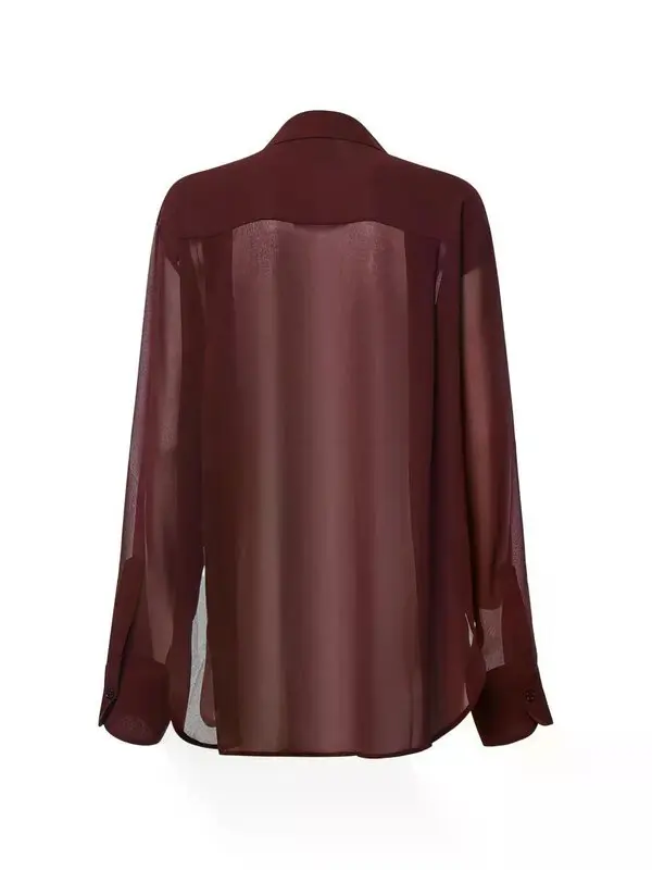 THE FRANKIE SHOP Peri Georgette Sheer Button-up Shirt - Red