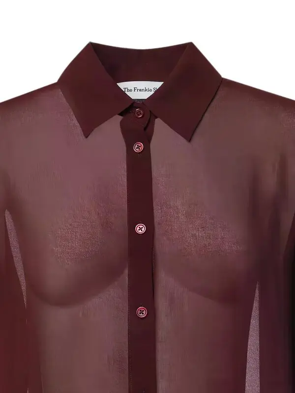 THE FRANKIE SHOP Peri Georgette Sheer Button-up Shirt - Red