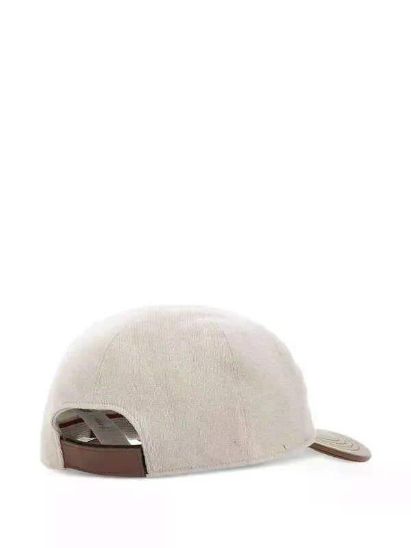 Eleventy Leather-brim Wool Baseball Cap