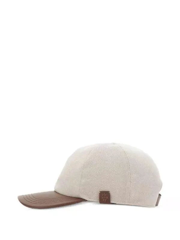 Eleventy Leather-brim Wool Baseball Cap
