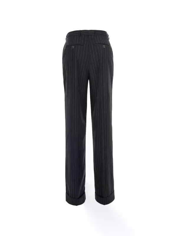 SEMICOUTURE Lola Pinstripe-pattern Turn-up-cuff Trousers - Grey