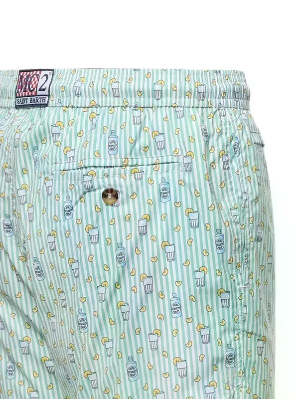 MC2 SAINT BARTH Gin And Lemon Graphic-print Striped Swim Shorts
