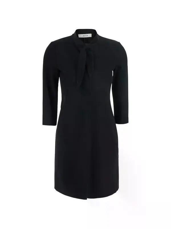 JUCCA Pussy-bow Three-quarter Sleeve Mini Dress - Black