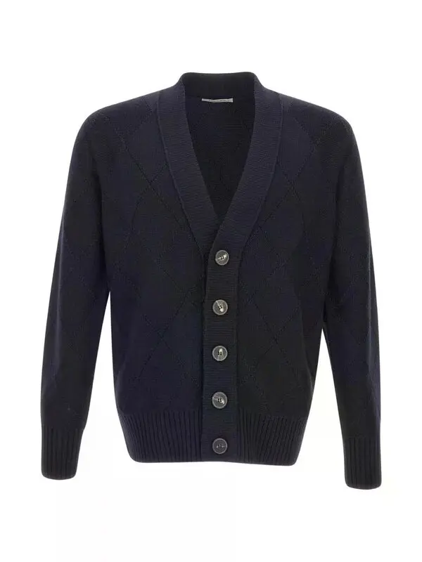 KANGRA Argyle-knit Cardigan - Blue