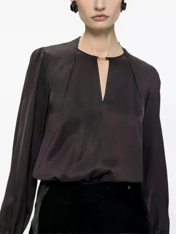 NISSA Satin Viscose V-neck Top
