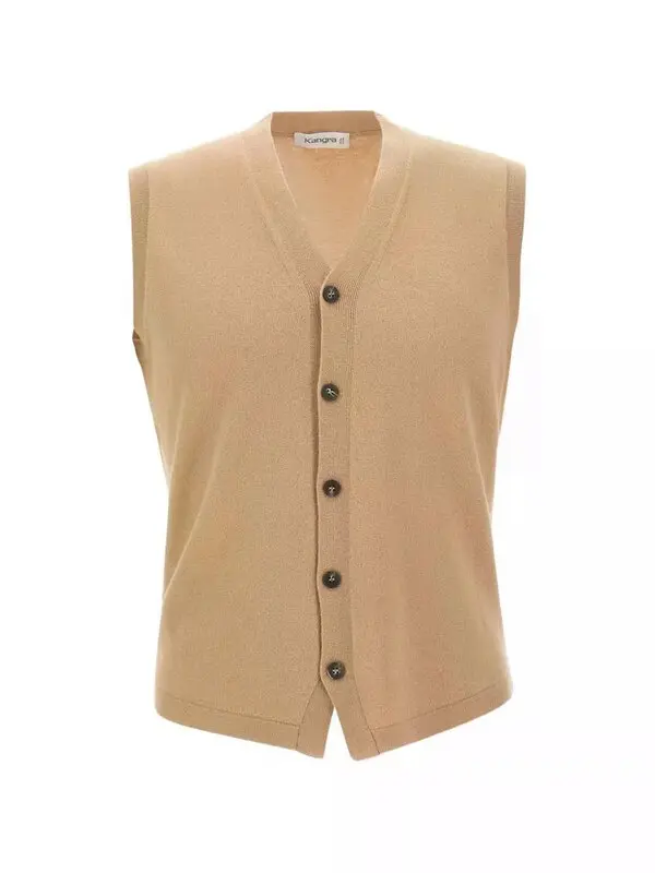 KANGRA Button-up Fine-knit Vest - Neutrals