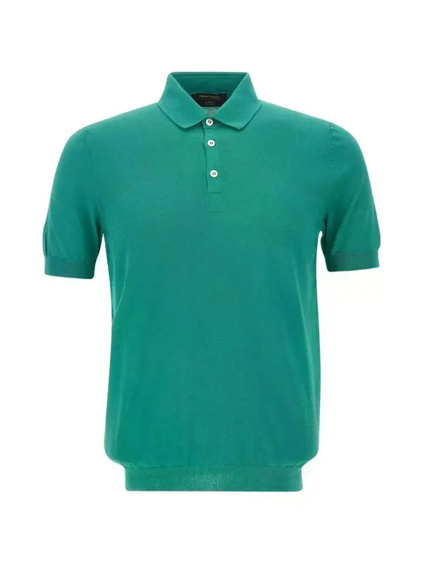 GRAN SASSO Short-sleeve Cotton Polo Shirt - Green