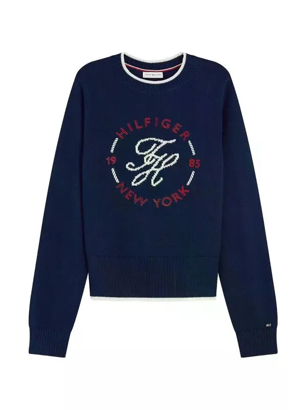 Tommy Hilfiger Logo-embroidered Contrast-trim Sweater