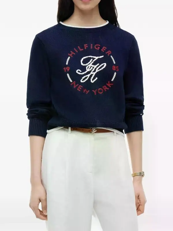 Tommy Hilfiger Logo-embroidered Contrast-trim Sweater