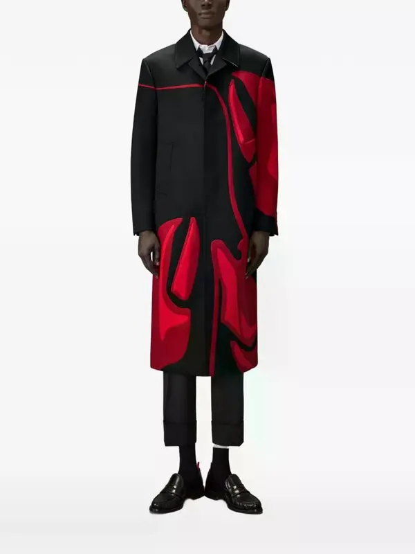 Thom Browne Cavalry Twill Lobster Intarsia Overcoat