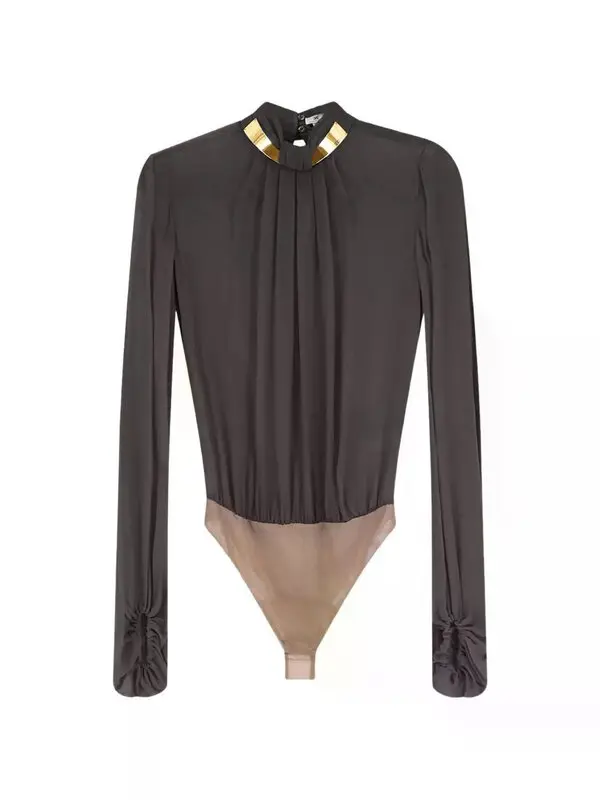 Elisabetta Franchi Pleated Bodysuit With Gold-tone Hardware - Black