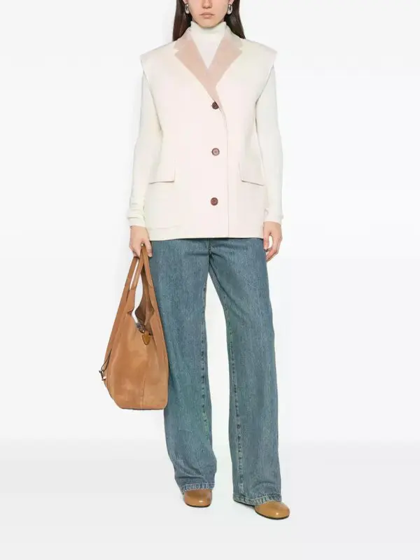 ALICIA AUDREY Julie Two-tone Sleeveless Reversible Gilet - Neutrals