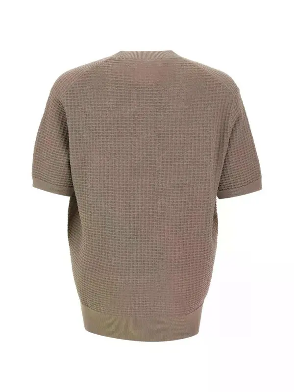 KANGRA Honeycomb-stitch Short-sleeve Sweater - Brown