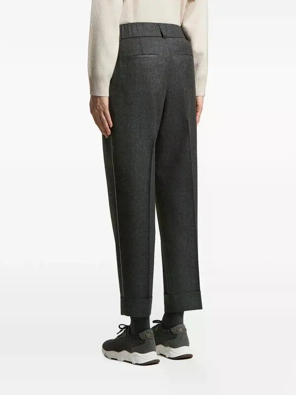 Peserico Pleated Turn-up Trousers - Grey