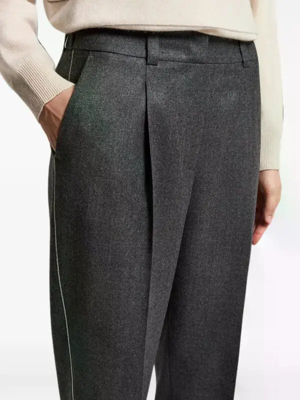 Peserico Pleated Turn-up Trousers - Grey