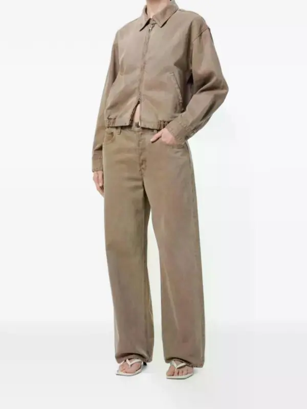 AGOLDE Elasticated-hem Denim Jacket - Brown