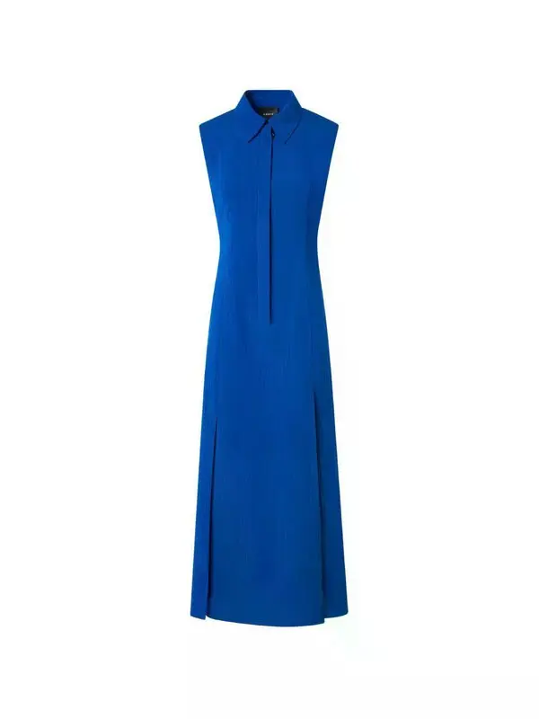 Akris Crinkled Sleeveless Shirt Midi Dress - Blue