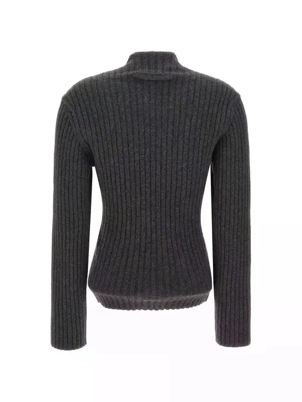 Victoria Beckham Ribbed Wool-cashmere High Neck Sweater - Grey