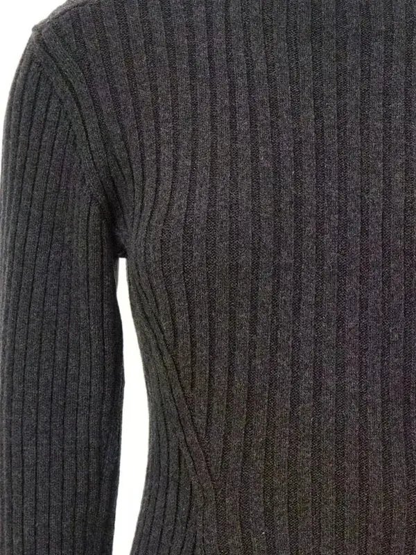 Victoria Beckham Ribbed Wool-cashmere High Neck Sweater - Grey