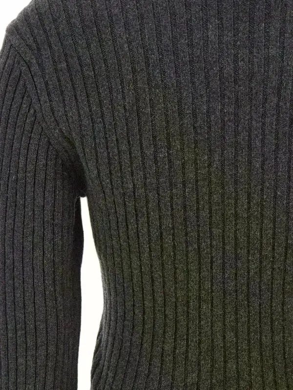 Victoria Beckham Ribbed Wool-cashmere High Neck Sweater - Grey