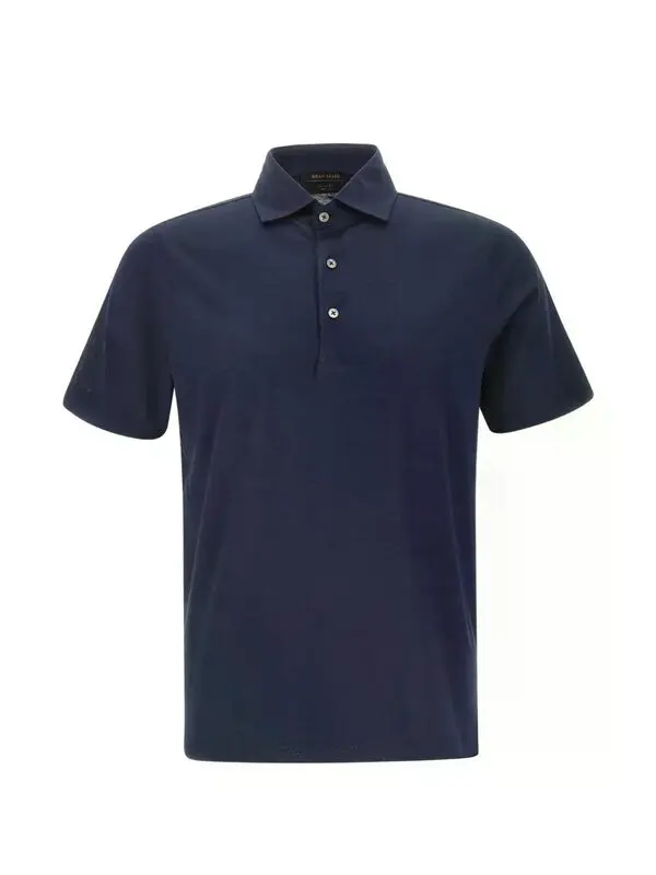 GRAN SASSO Short-sleeve Cotton Polo Shirt - Blue