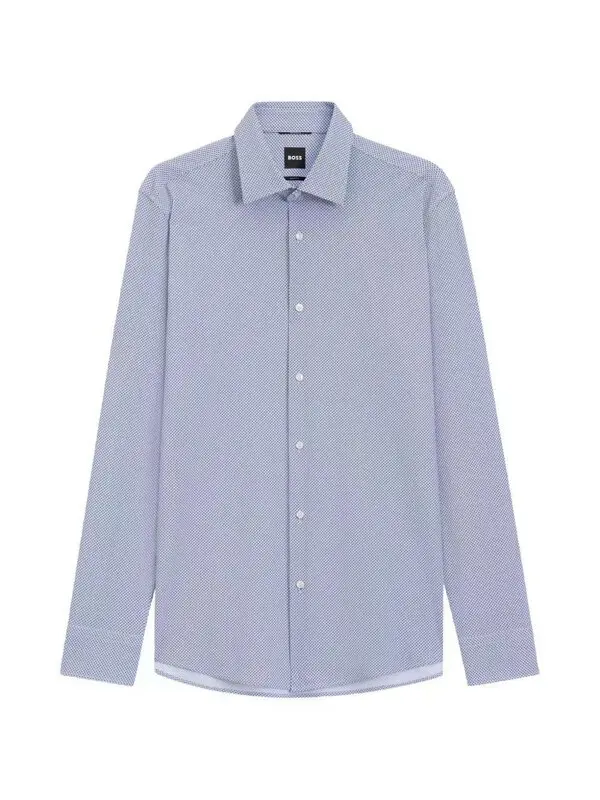 BOSS Geometric-print Slim-fit Shirt - Blue