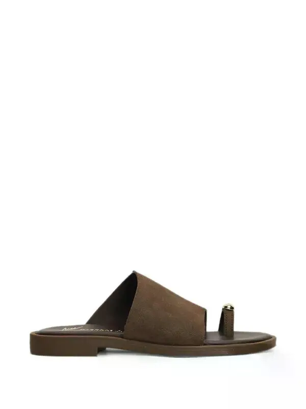 NICOLAS LAINAS Embellished Suede Sandals - Brown