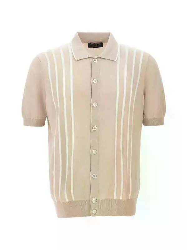 GRAN SASSO Stripe-detail Fine-knit Shirt - Neutrals