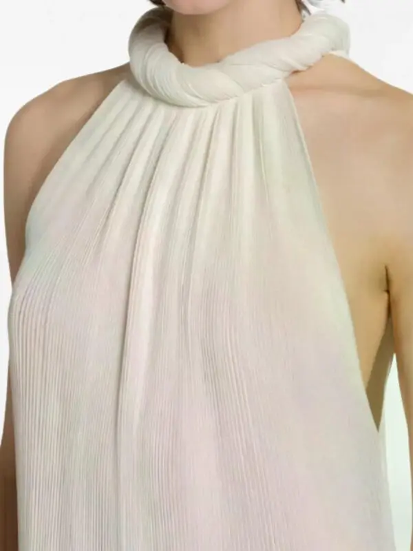 Alberta Ferretti Pleated Halterneck Maxi Dress - Neutrals