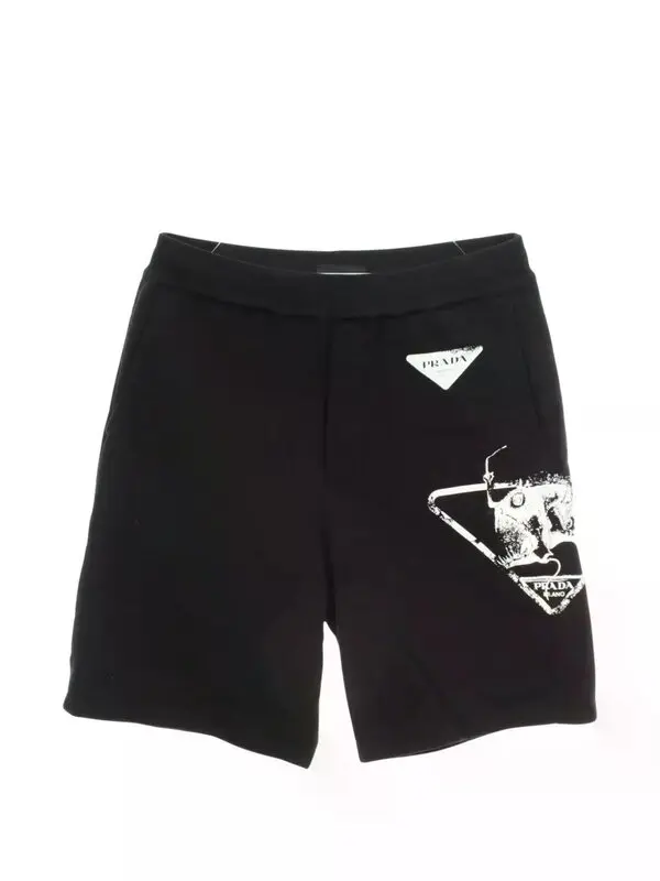 Prada 2010s Logo-print Shorts - Black