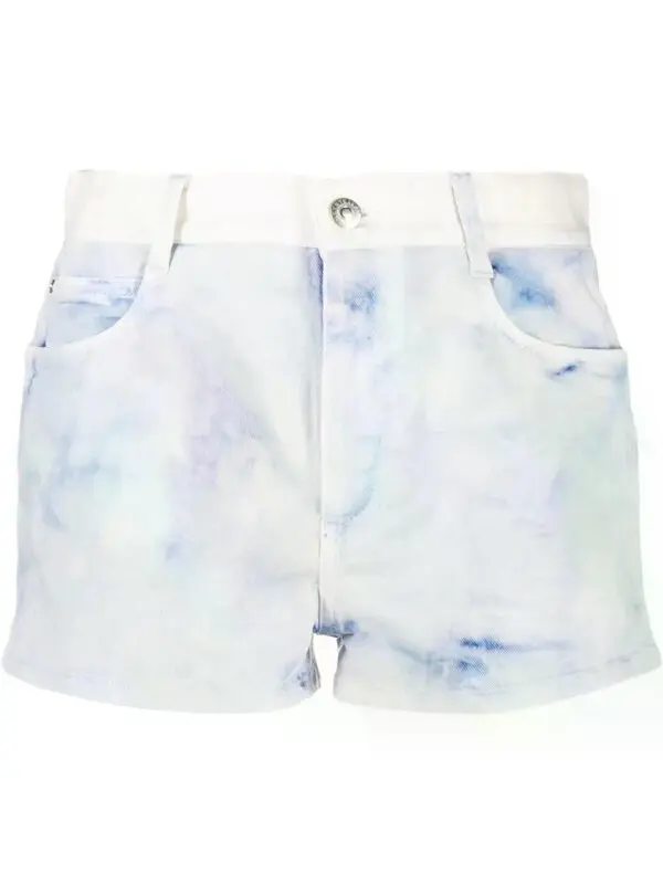 Stella McCartney Marble Tie-dye Denim Shorts - Blue