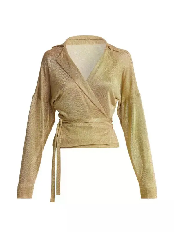 Alberta Ferretti Wrap-style Metallic-effect Shirt