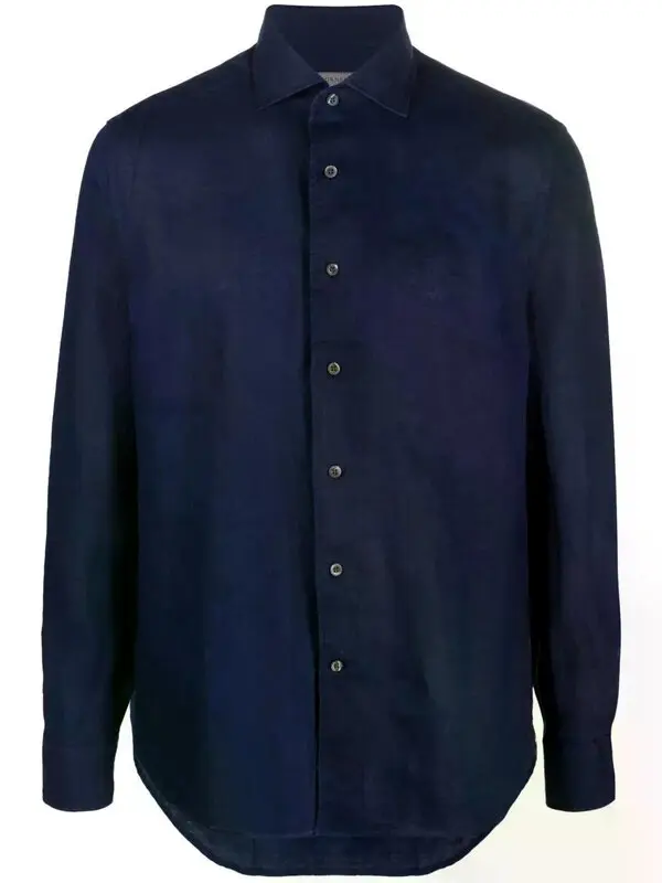 Corneliani Long Sleeve Linen Shirt - Blue