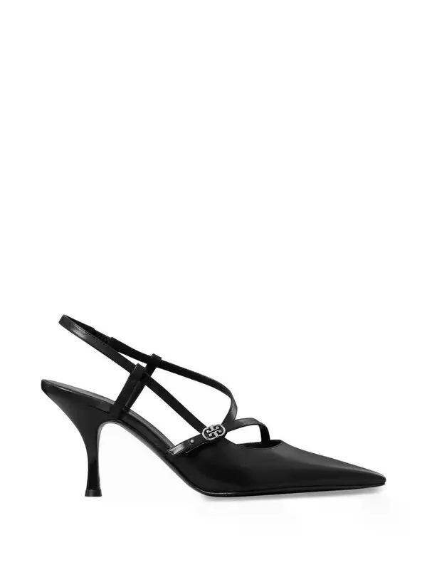 Tory Burch Double T Logo-plaque Strappy Pumps - Black