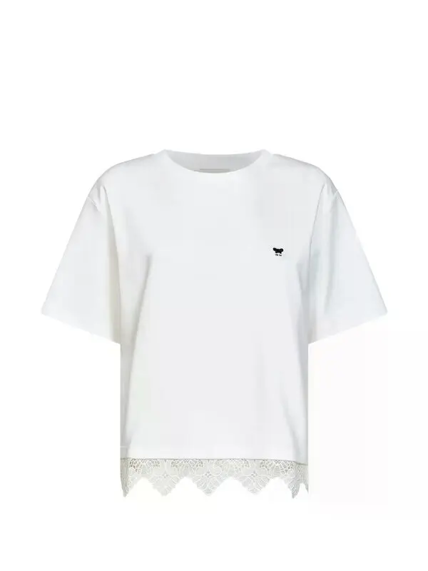 Max Mara Embroidered Butterfly T-shirt With Lace Trim