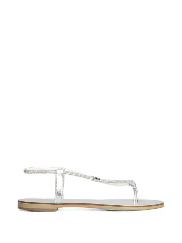 NICOLAS LAINAS Crystal-embellished Metallic Sandals - Silver