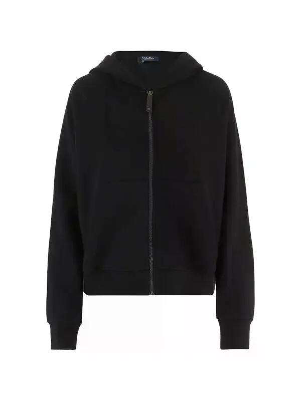 Max Mara Logo-embroidered Zip-up Hoodie - Black