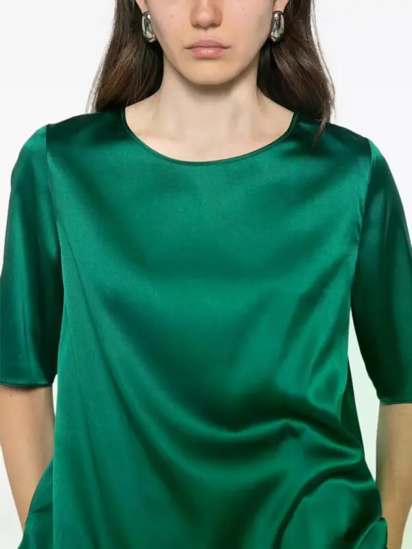 Max Mara Lasti Satin-finish Short-sleeve Blouse - Green