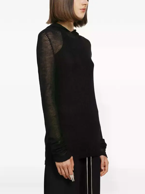 Rick Owens Long-sleeve Ribbed-knit Cashmere T-shirt - Black