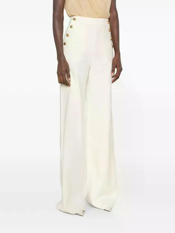 Max Mara Button-embellished High-waisted Wide-leg Trousers