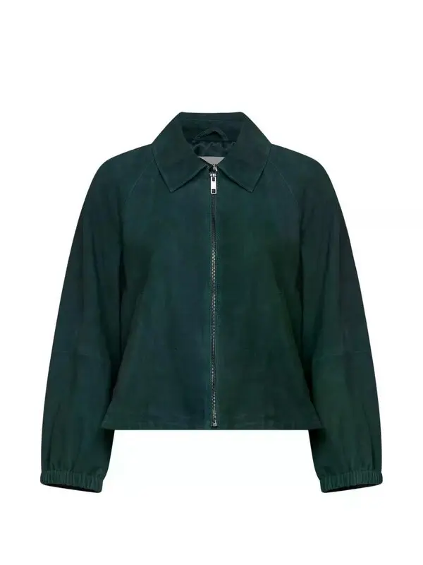 Max Mara Zip-up Leather Jacket - Green