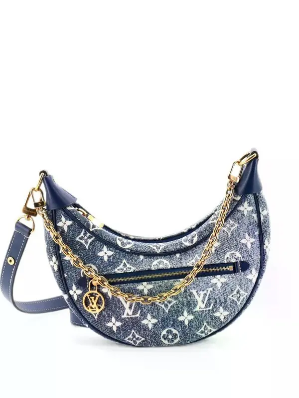LOUIS VUITTON Monogram Jacquard Denim Loop Hobo Bag - Blue