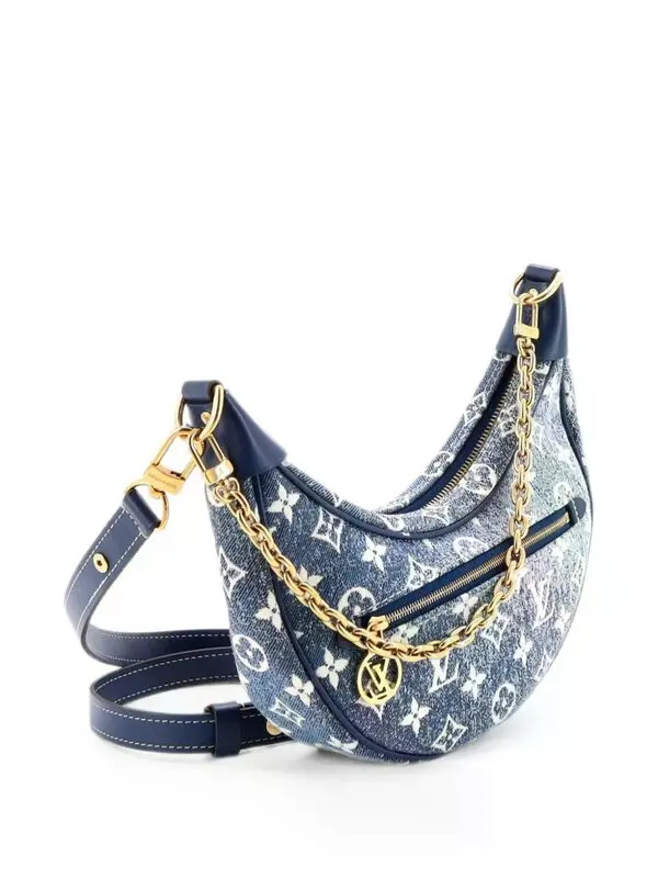 LOUIS VUITTON Monogram Jacquard Denim Loop Hobo Bag - Blue