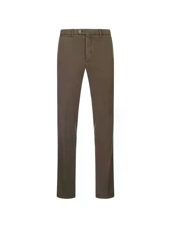 Kiton Logo-patch Straight-leg Trousers - Brown